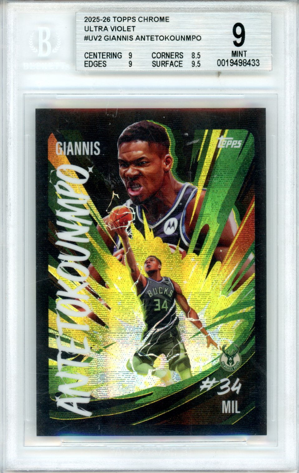 2025 Topps Chrome Ultra Violet Giannis Antetokounmpo #UV2 BGS 9 ...
