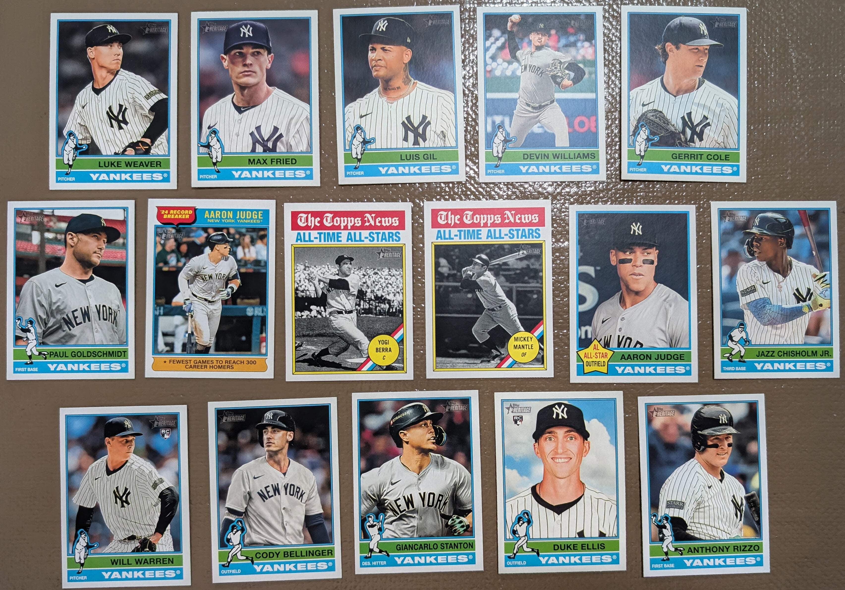 2025 Topps Heritage Baseball Team Set 16 Cards Yankees Judge Jazz ...
