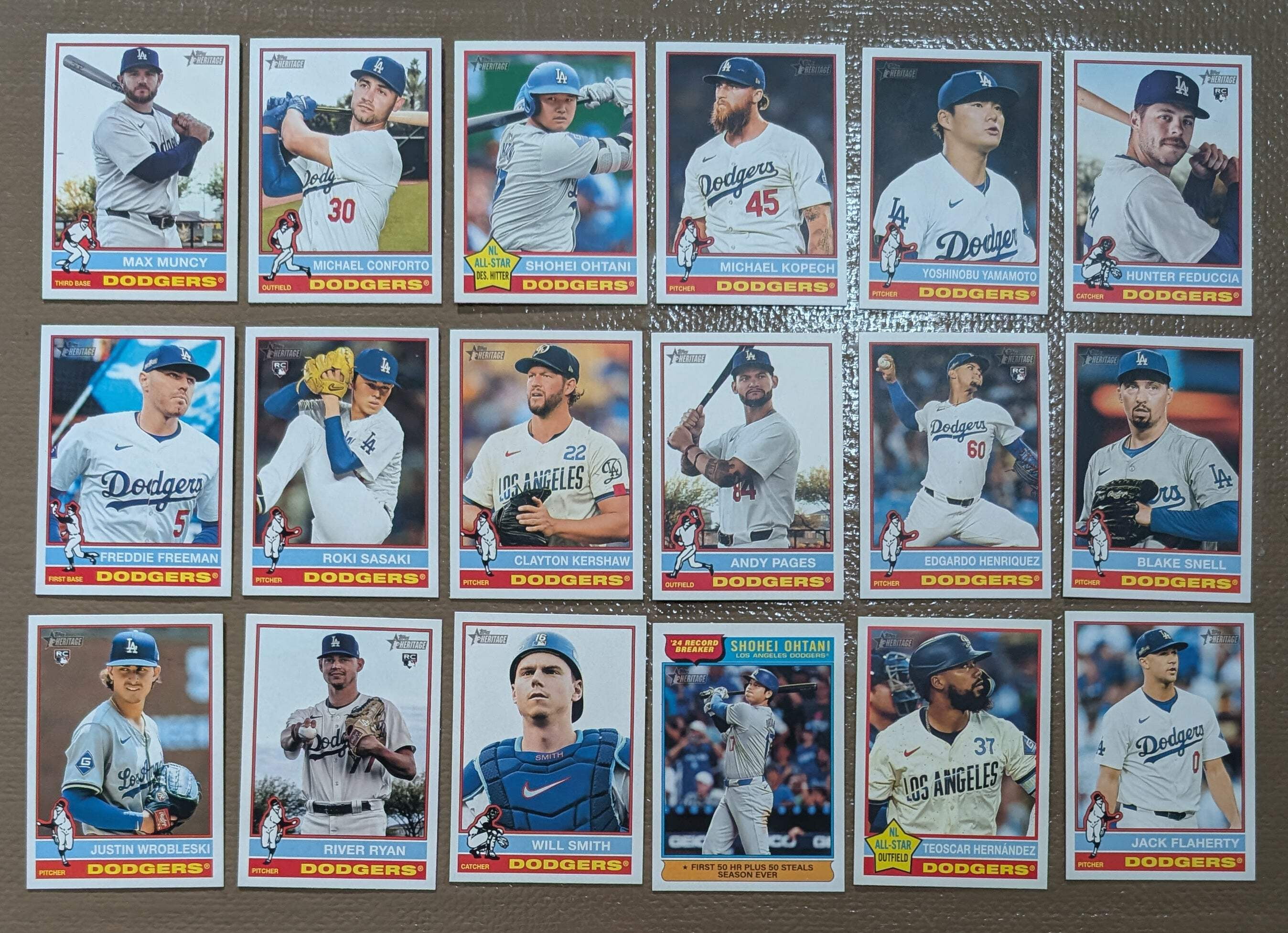 2025 Topps Heritage Baseball Team Set 18 Cards LA Dodgers Shohei Ohtani ...