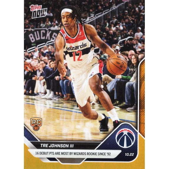 2025 Topps Now Tre Johnson #14 Orange Foil /25 Washington Wizards ...