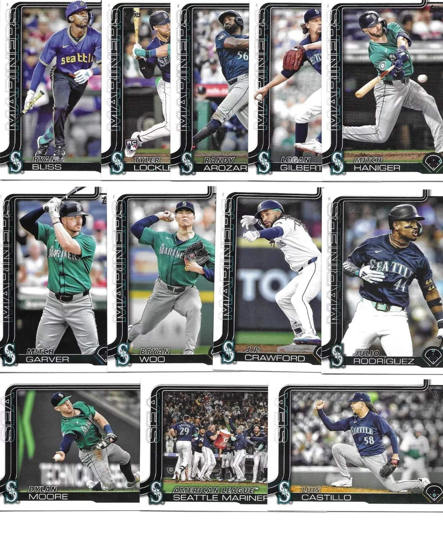 2025 Topps Series 1 Baseball Team Set 12 Cards Mariners Julio Rodriguez ...