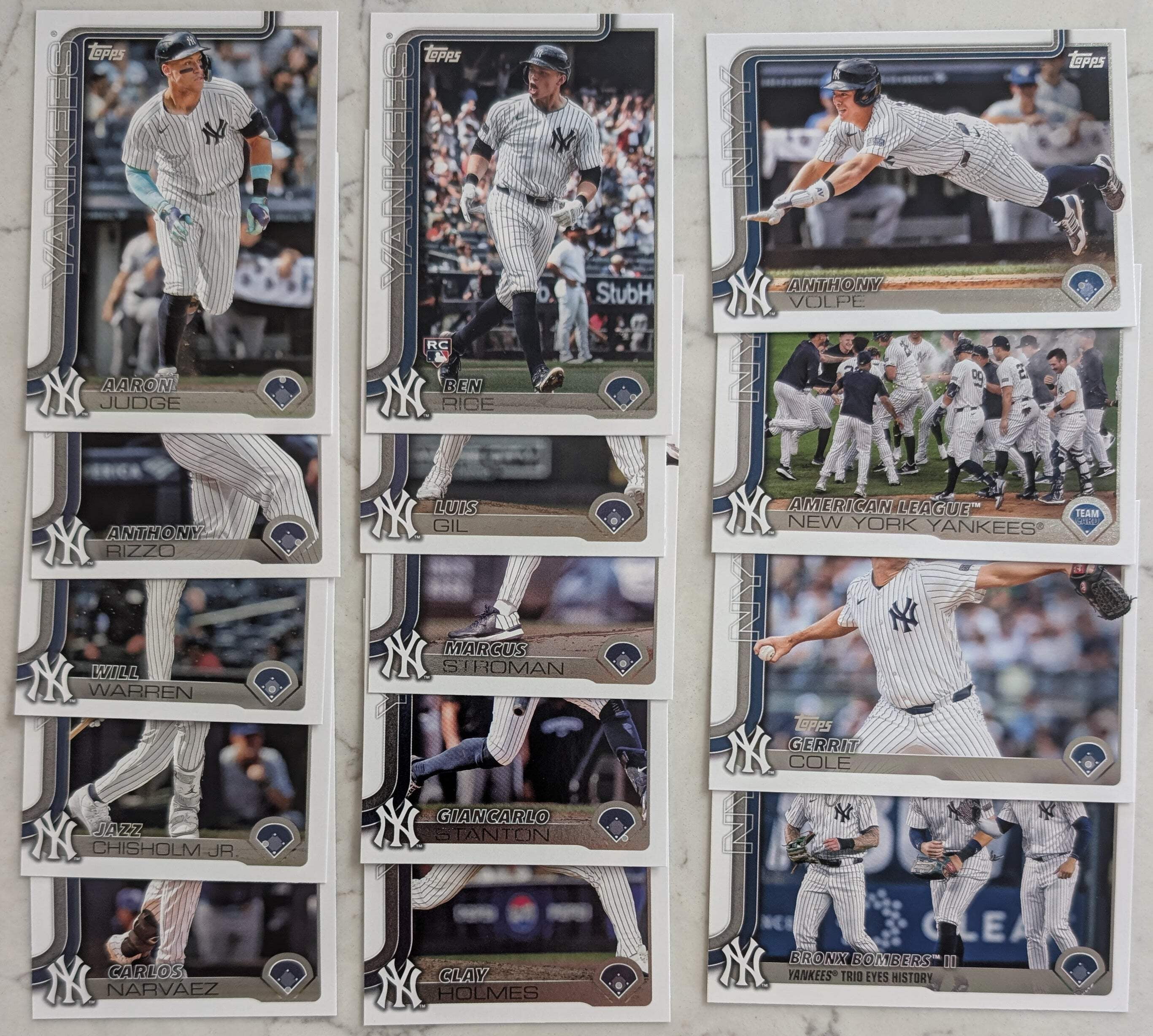 2025 Topps Series 1 Baseball Team Set 14 Cards Yankees Aaron Judge Jazz ...