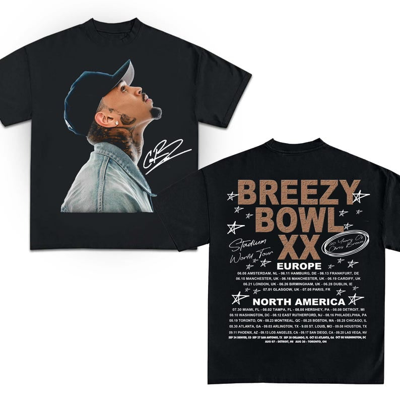 2025 Tour Breezy Bowl XX T-Shirt, Concert 2025 Fan Gift, Cb Tour 2025 ...