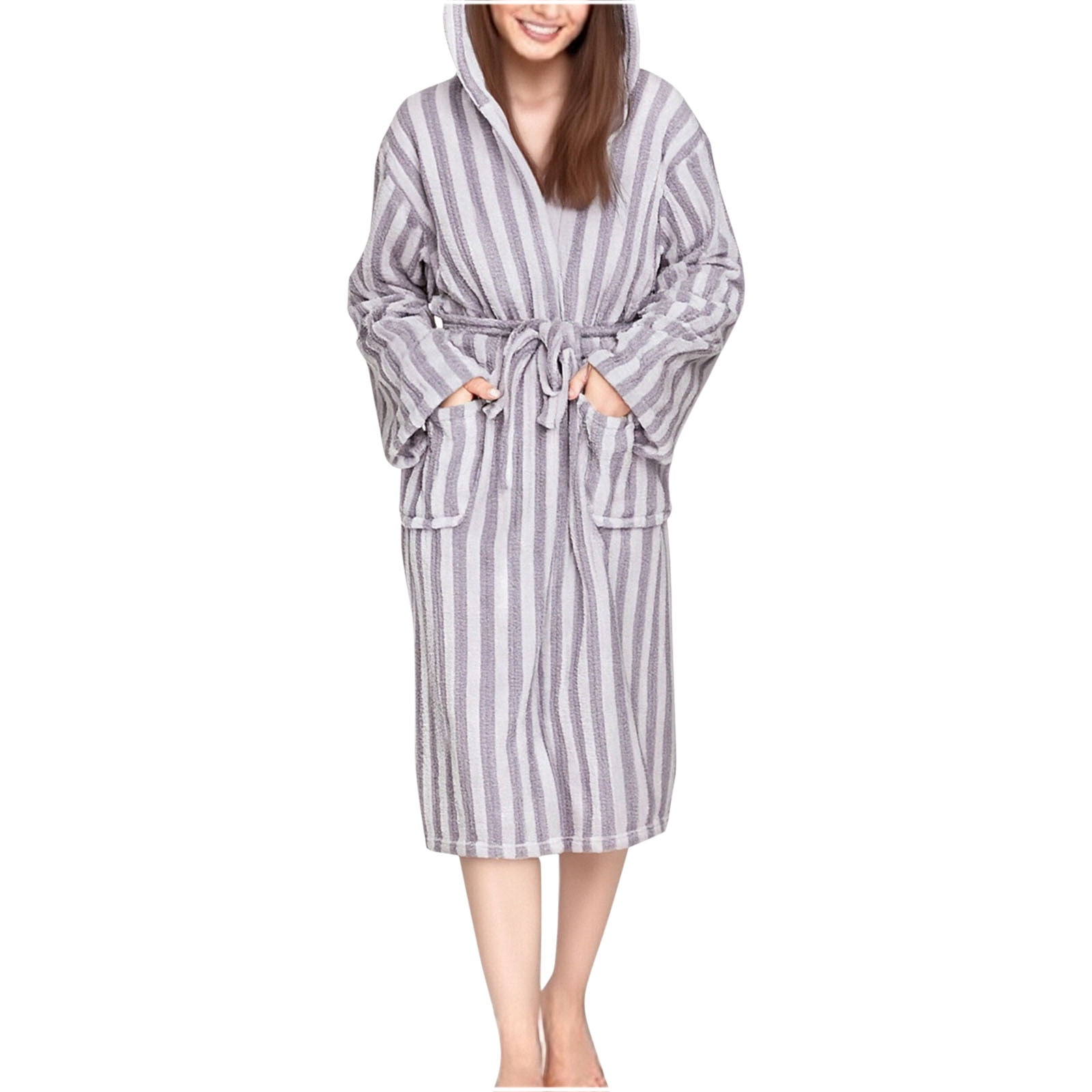 2025 Trendy Striped Robes for Women Cotton Kimono Towel Terry Cloth ...