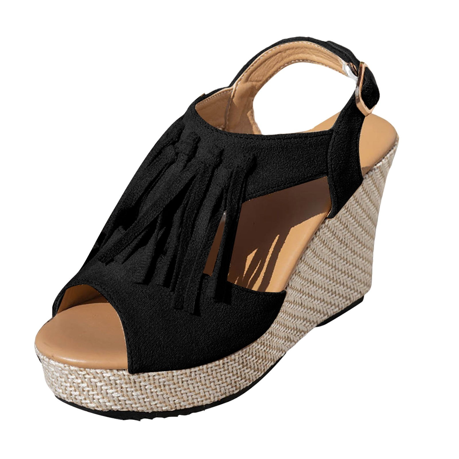 2025 Trendy Women's Wedge Sandals Chunky Platform Tassel Fish Mouth ...
