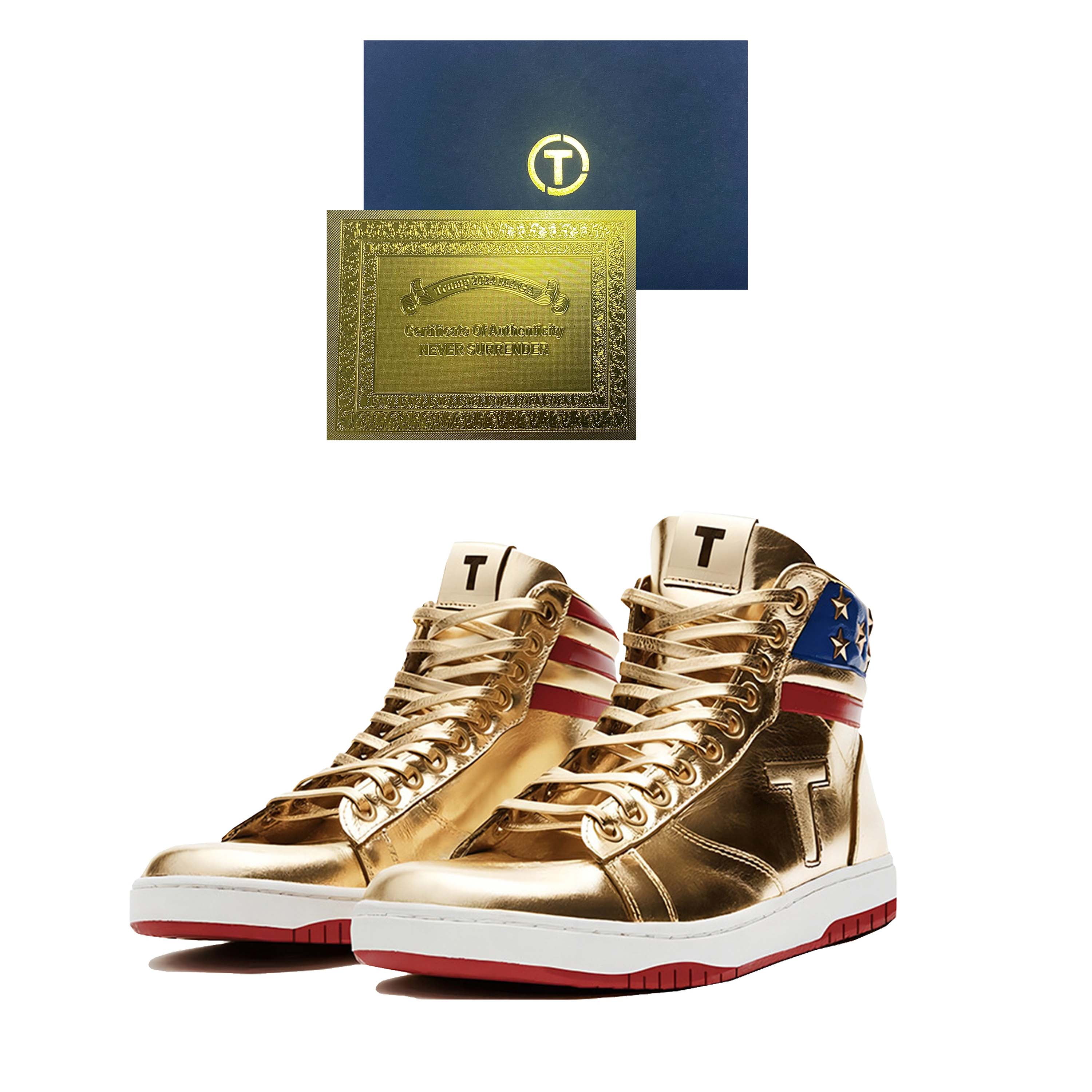 2025 Trump Never_Surren_der High Top Trump Gold Letter Sneakers with ...