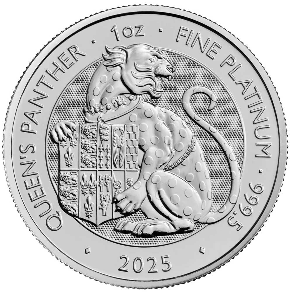 2025 U.K. 100 Pound 1 oz Platinum Tudor Beast Queen's Panther Brilliant ...