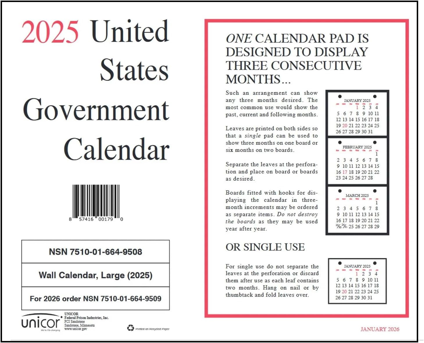 Unicor Calendars in Calendars and Planners - Walmart.com