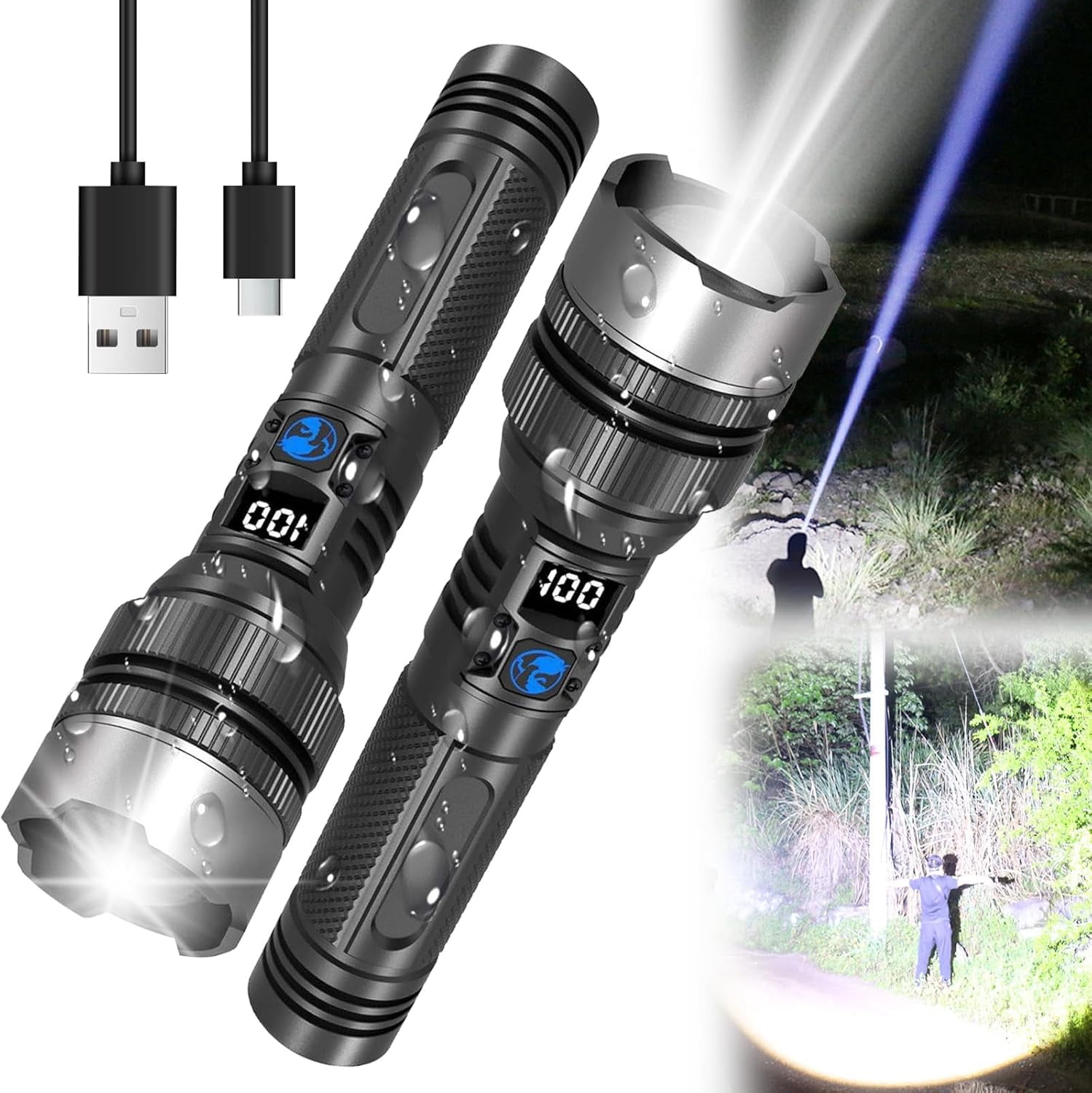 2025 The Ultimate Survival Flashlight, 2-in-1 High Lumens Rechargeable ...
