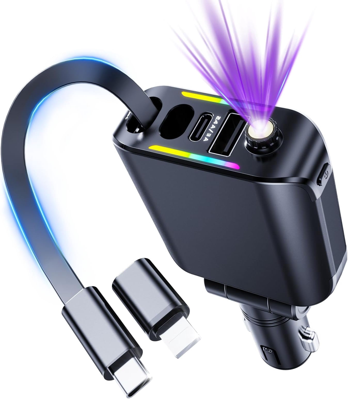 [2025 Ultra-Slim, 75% Less Space] Retractable Charger with Starlight ...