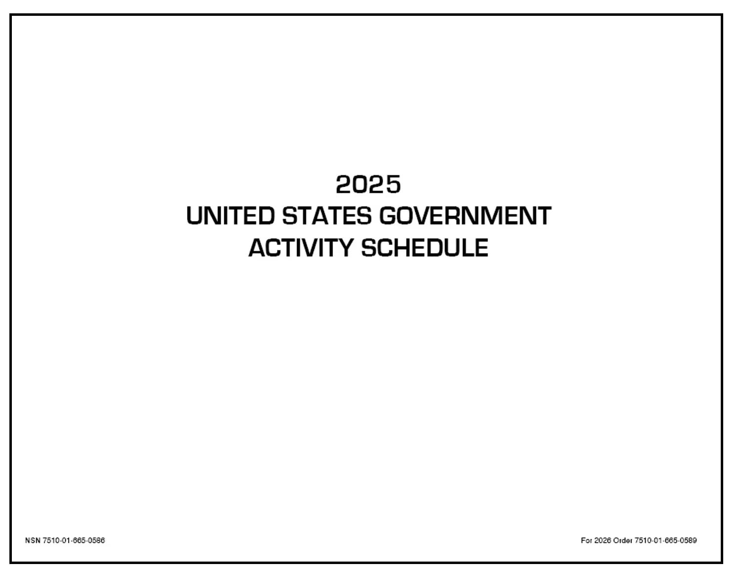 2025 Unicor US Government Activity Schedule, 2-Pack Individual ...