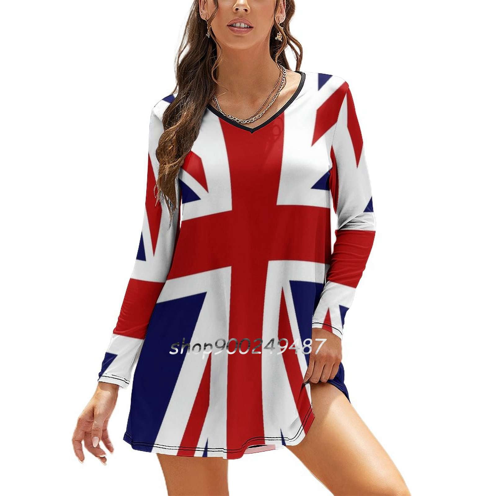 2025 Union Jack Flag Of The Uk Evening Party Dresses Midi Dress Female ...