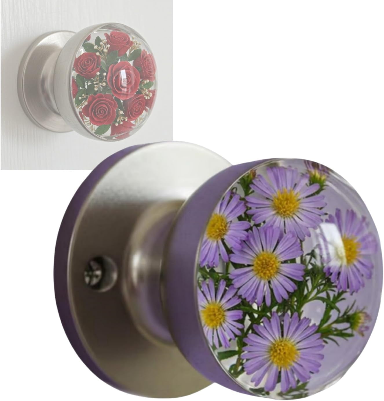 2025 Unique Decorative Doors Handle, Round Glass Bead Door Handle, Nature Style Transparent ...