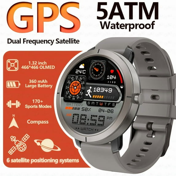 2025 Unisex GPS Smartwatch | Atctions 3085S Dual-Frequency Chip | 1.32 ...