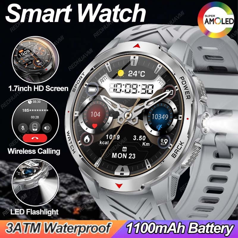 2025 Unisex Outdoor Smartwatch | 1.7" Ultra HD AMOLED Touch Screen ...