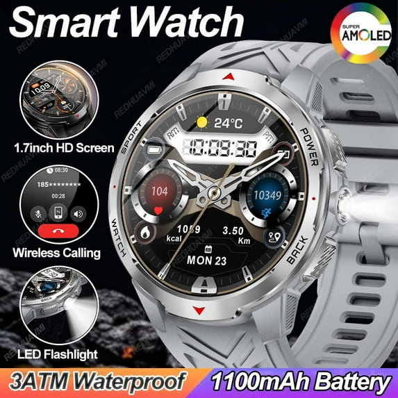2025 Unisex Outdoor Smartwatch | 1.7" Ultra HD AMOLED Touch Screen ...