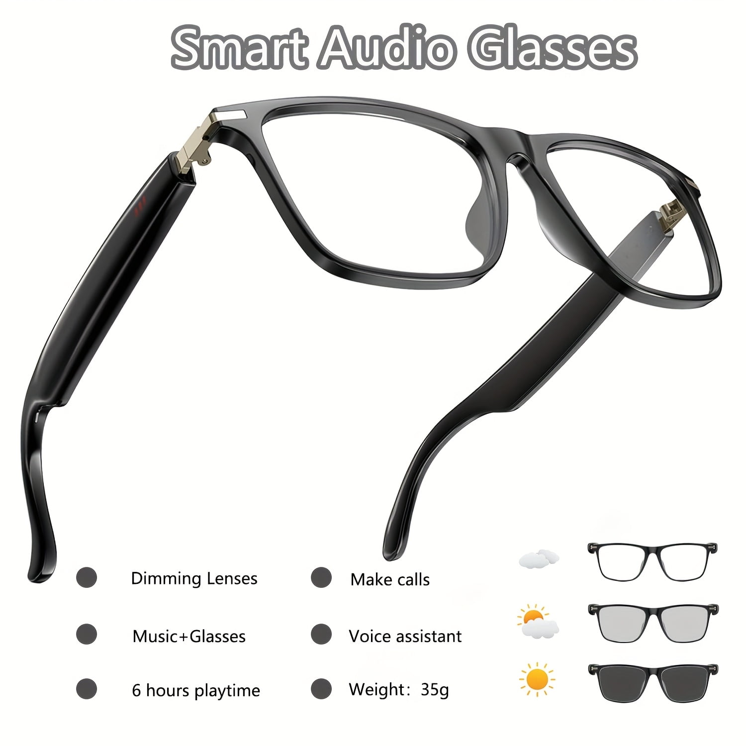 2025 Unisex Smart Audio Glasses - Auto Color Change, Blue Light ...