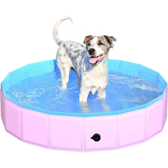 2025 Updated Foldable Dog Pool, 39.5" x 12" Kiddie Pool with Hard ...