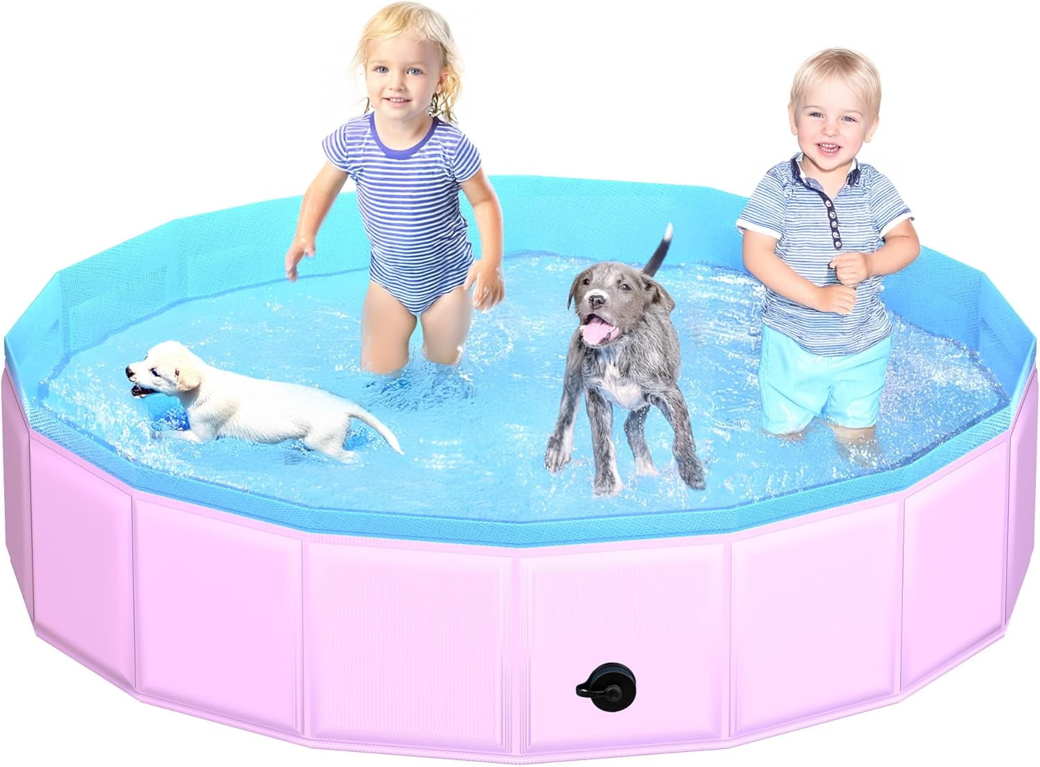 2025 Updated Foldable Dog Pool, 79" x 12" Kiddie Pool with Hard Plastic ...