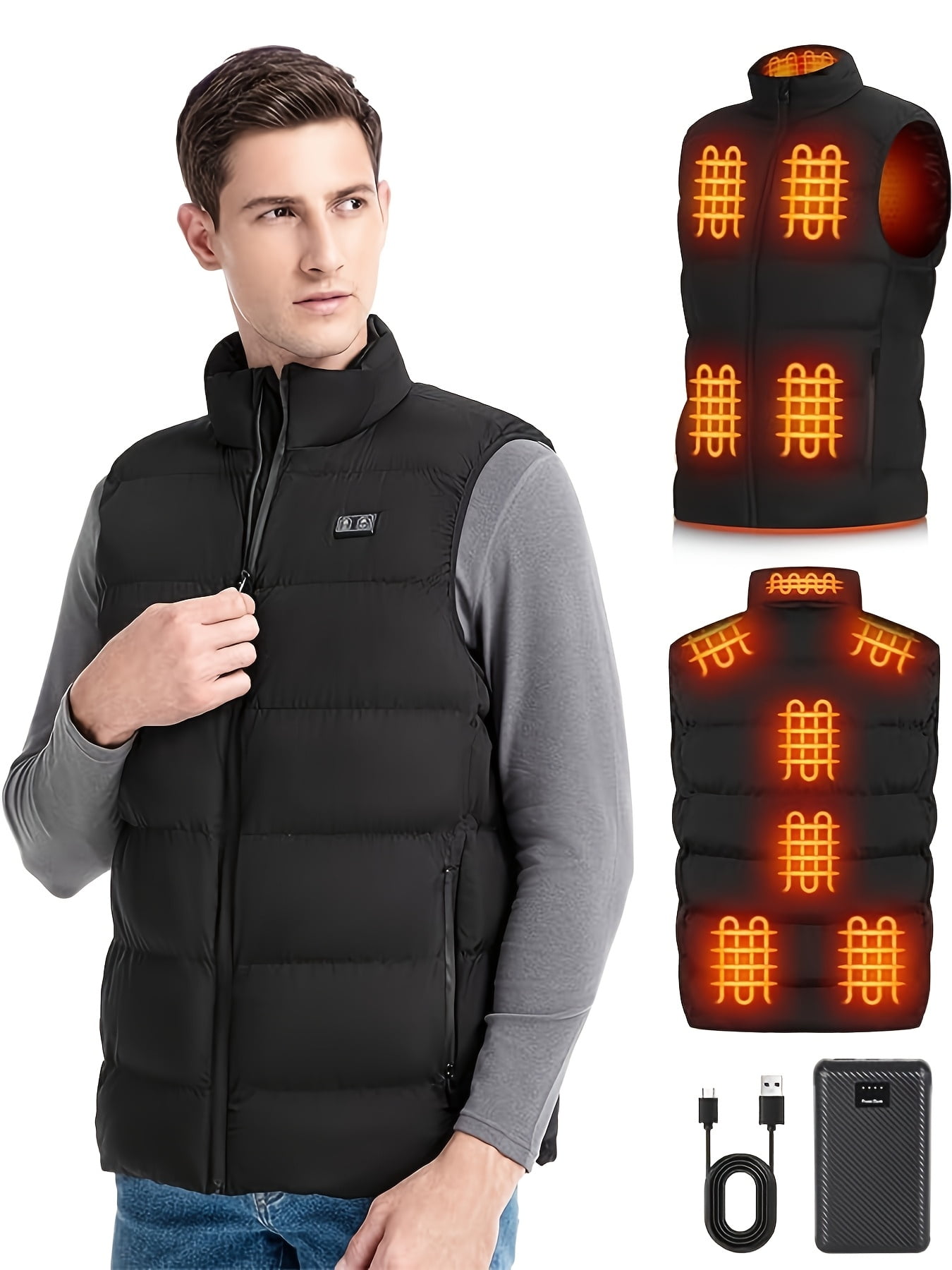 2025 Updated Version Two-touch 15Heat Zones LED Controller Heated Vest ...