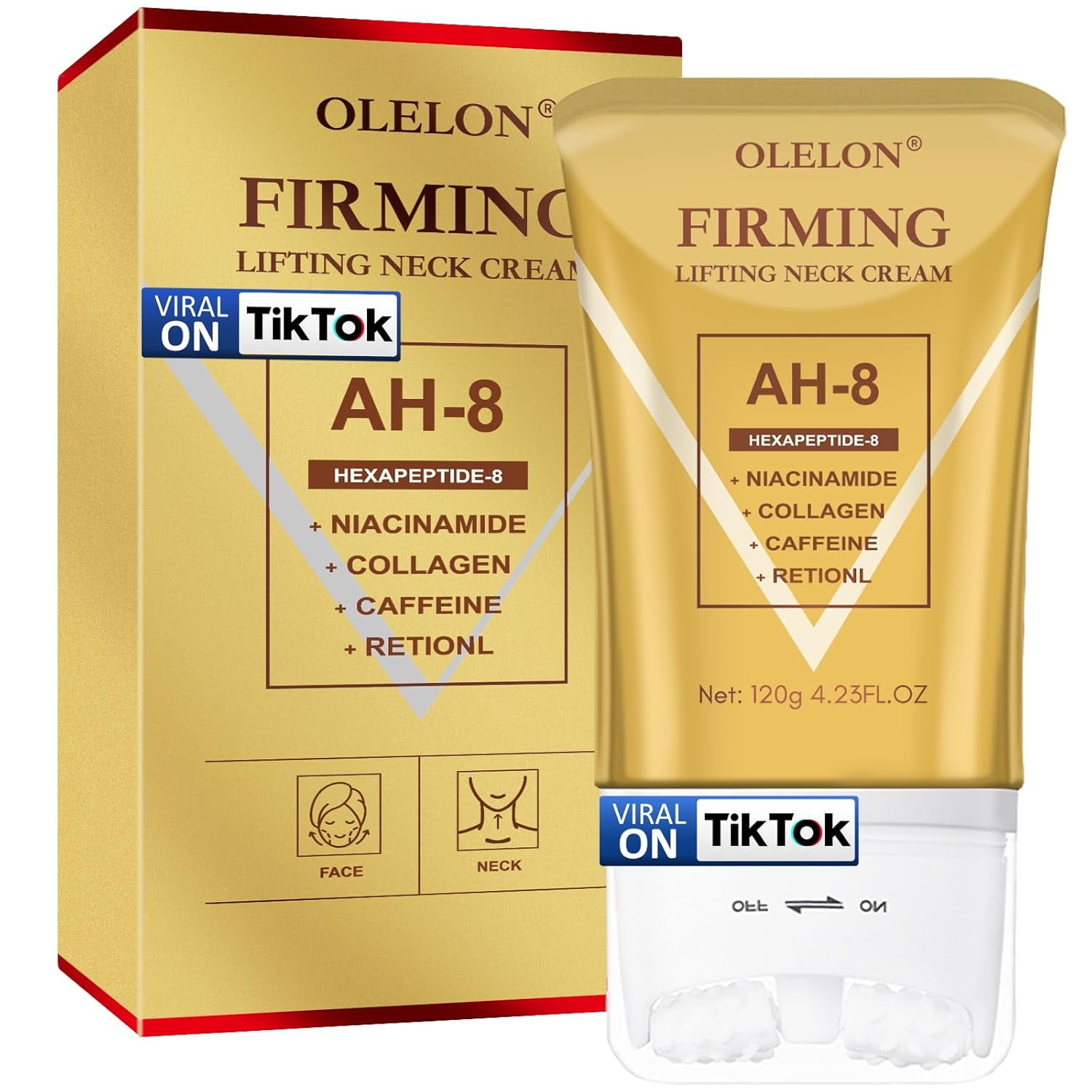 [2025 Upgrade] AH8 Firming Neck Cream with Roller - Tightening ...