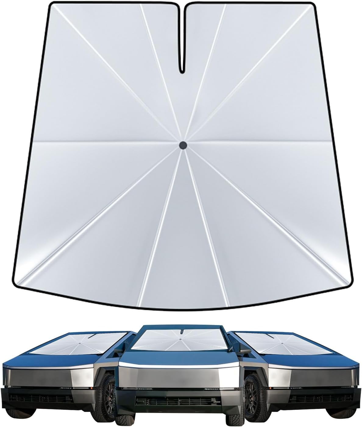 [2025 Upgrade] Car Windshield Sun Shade for Tesla Cybertruck-Foldable ...