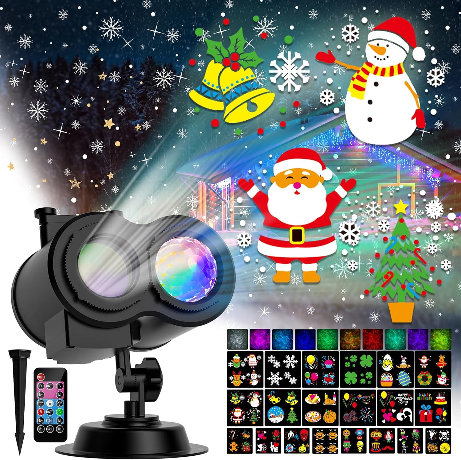 2025 Upgrade Christmas Halloween Projector Lights Outdoor, 2-in-1 ...