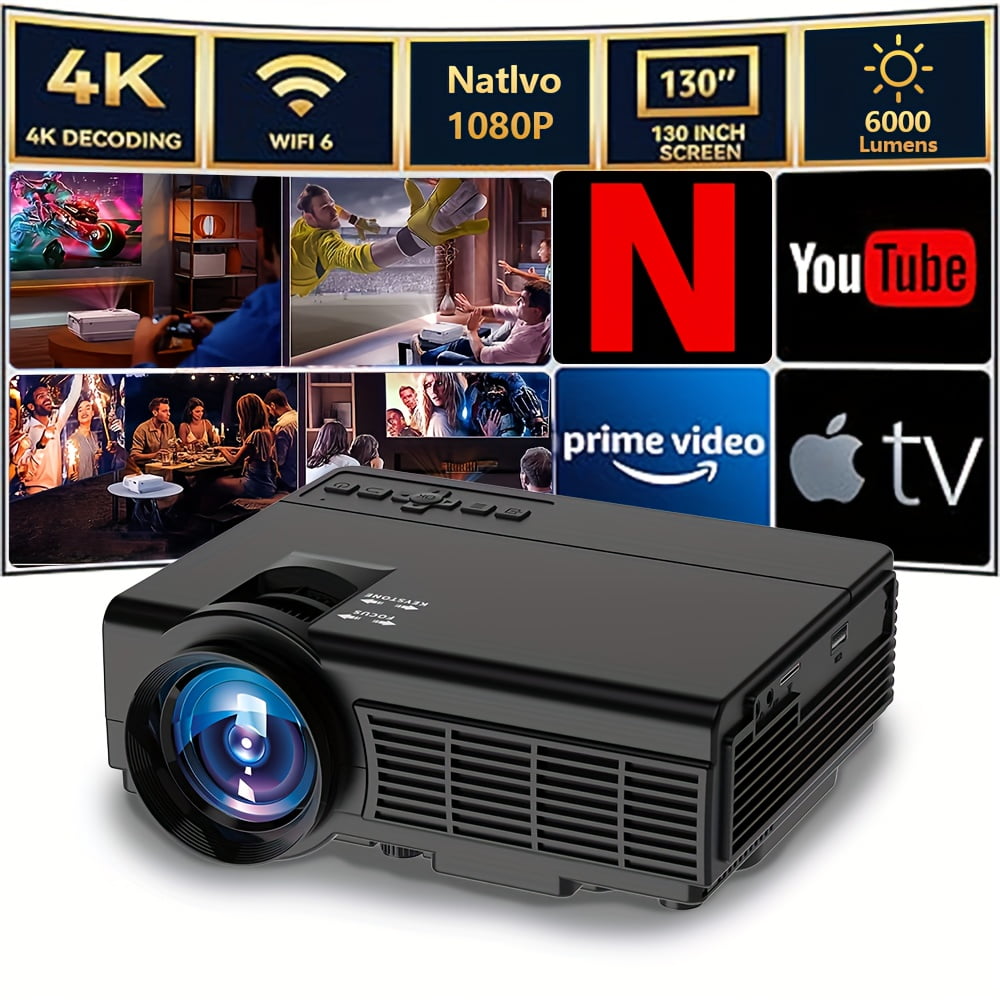 2025 Upgrade Full HD 1080P Portable Projector with WiFi Wireless Screen ...