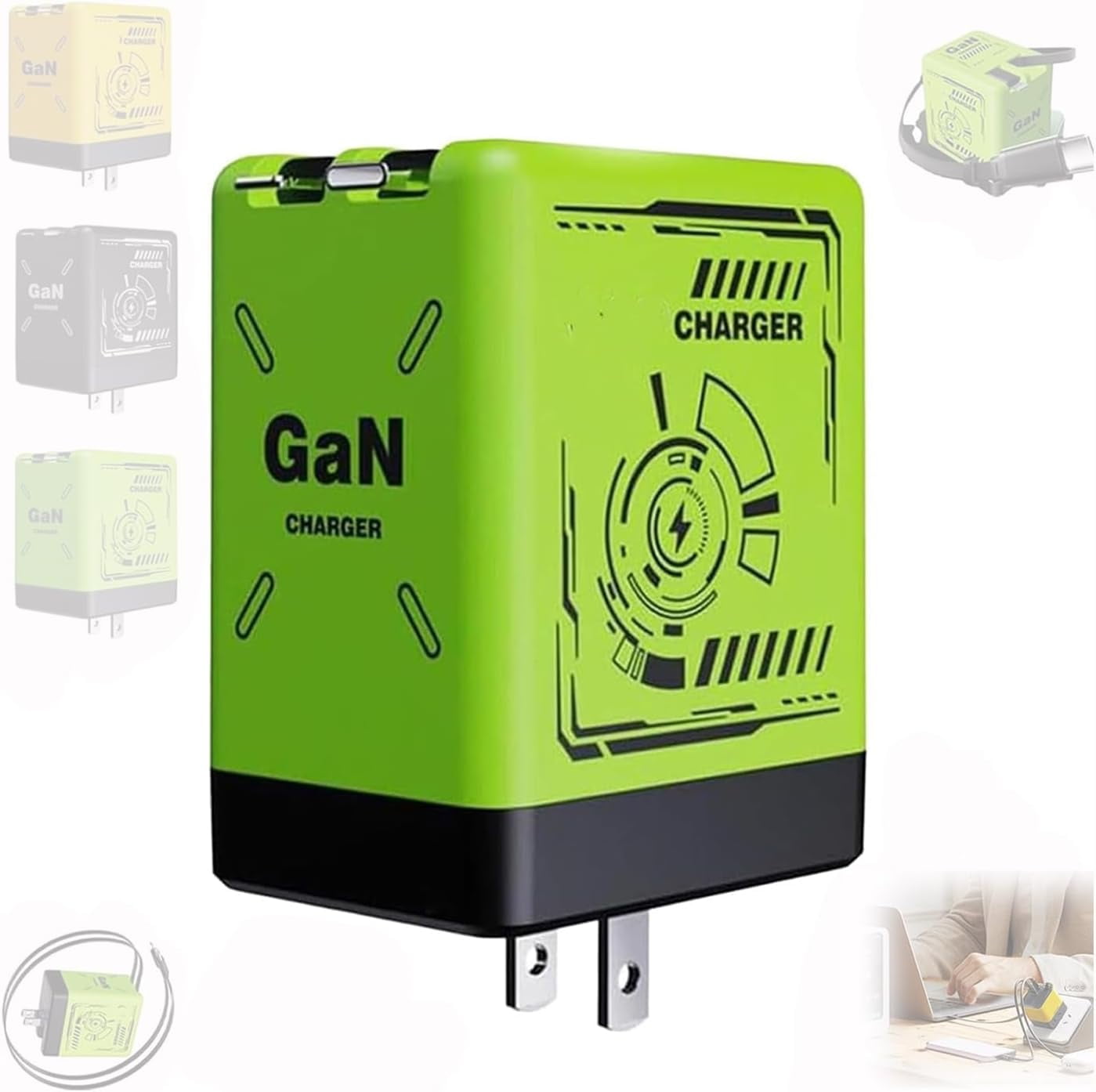 2025 Upgrade Gan Smart Charger, 2-in-1 Gan 120w Fast Charger, 2 in 1 Gan Charger, Retractable ...