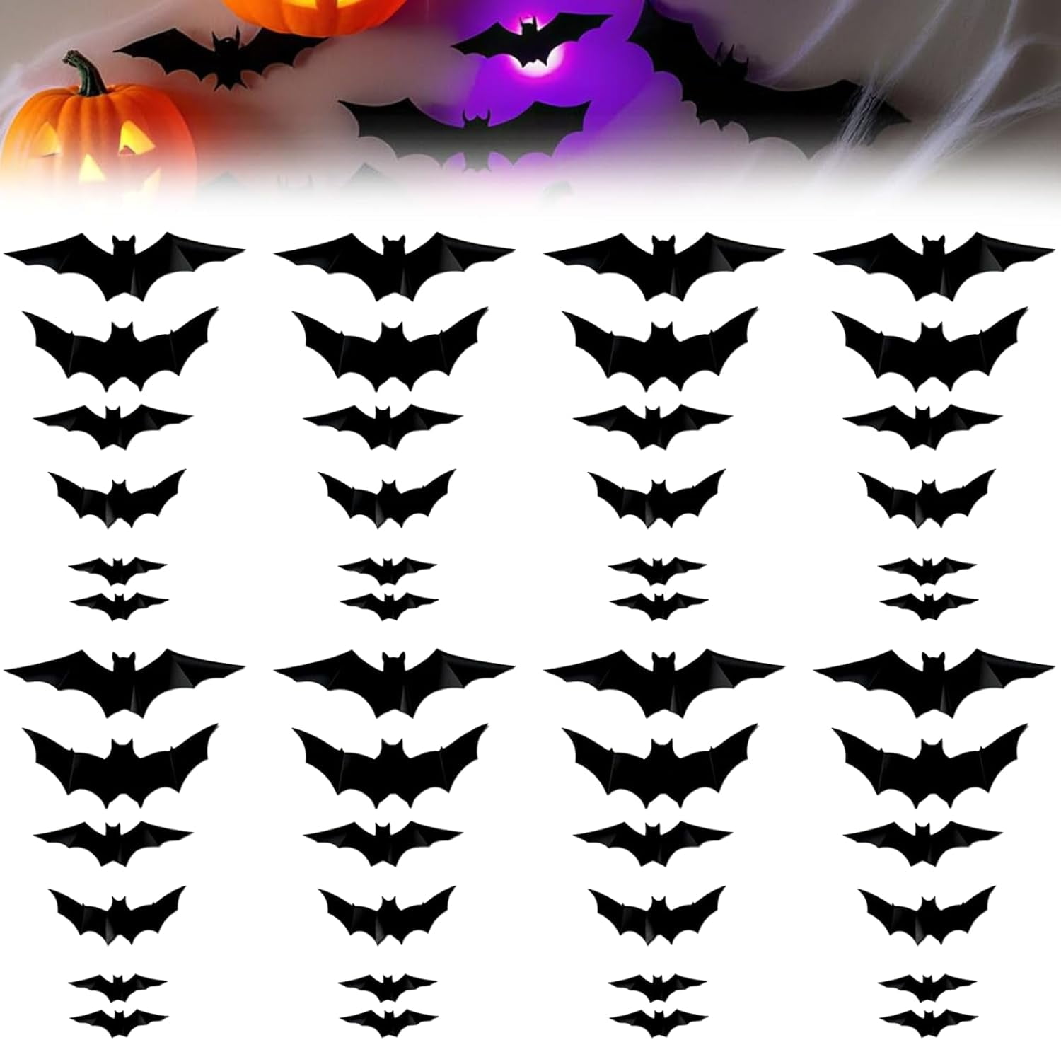 2025 Upgrade Halloween 3D Lighted Bats, LED Purple Lighted 3D Bats ...