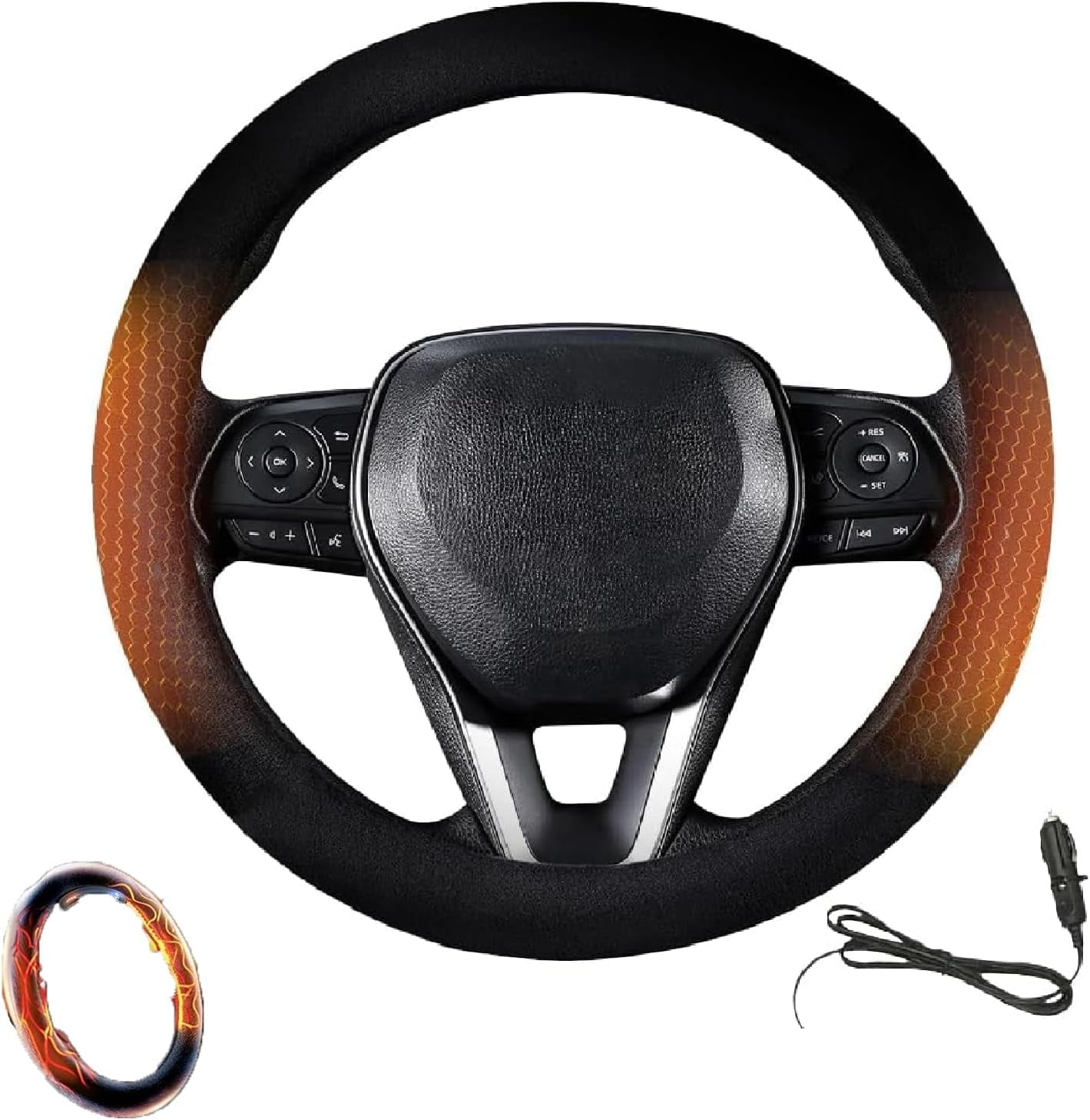 2025 Upgrade Heated Steering Wheel Cover Wireless, Cordless Steering ...