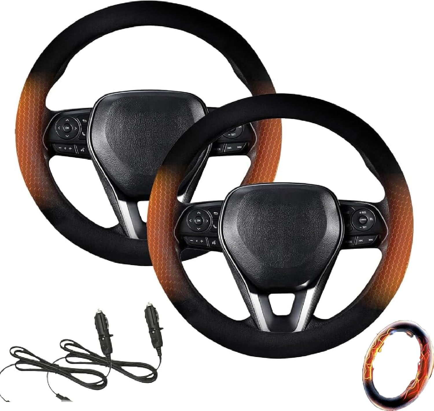 2025 Upgrade Heated Steering Wheel Cover Wireless, Cordless Steering ...