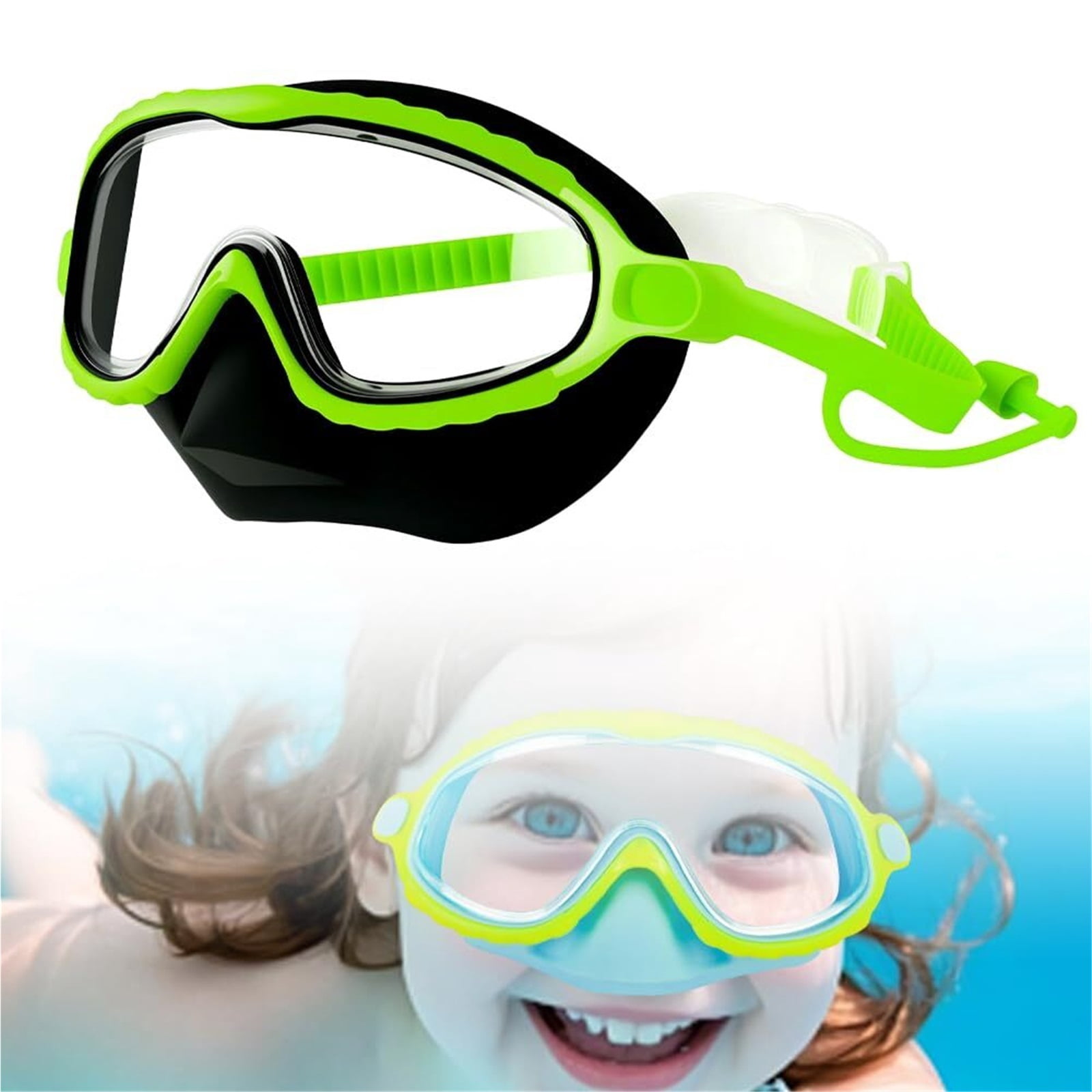 2025 Upgrade Kids Swim Goggles with Nose Cover | HD Large Frame | Anti ...