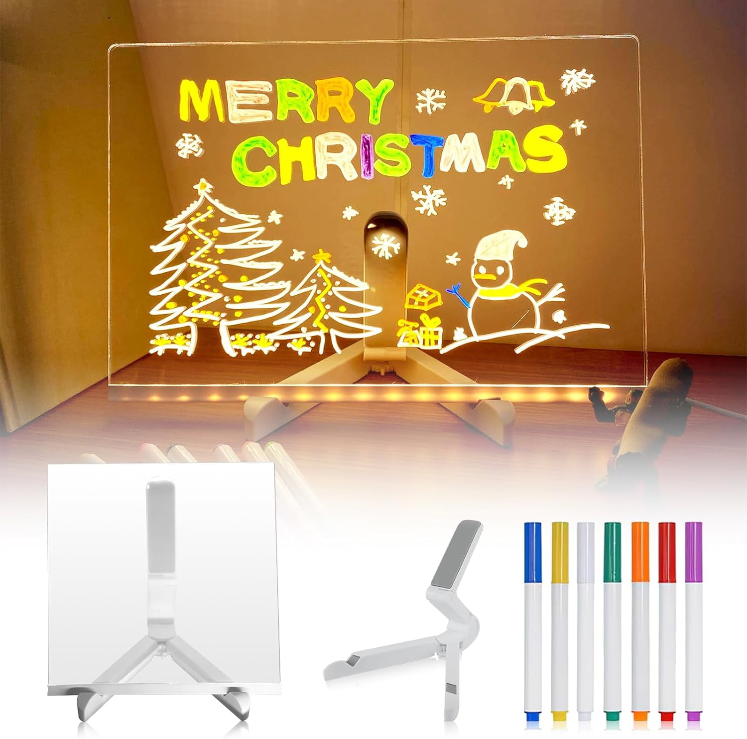 2025 Upgrade LED Note Board with Colors, Glowing Acrylic Message Marker Board with Light, Light ...