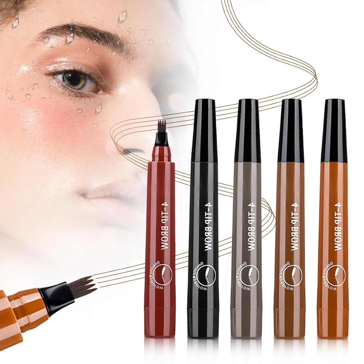 2025 Upgrade Microblading Eyebrow Pencil, 3D Waterproof 4-Tip Magic ...