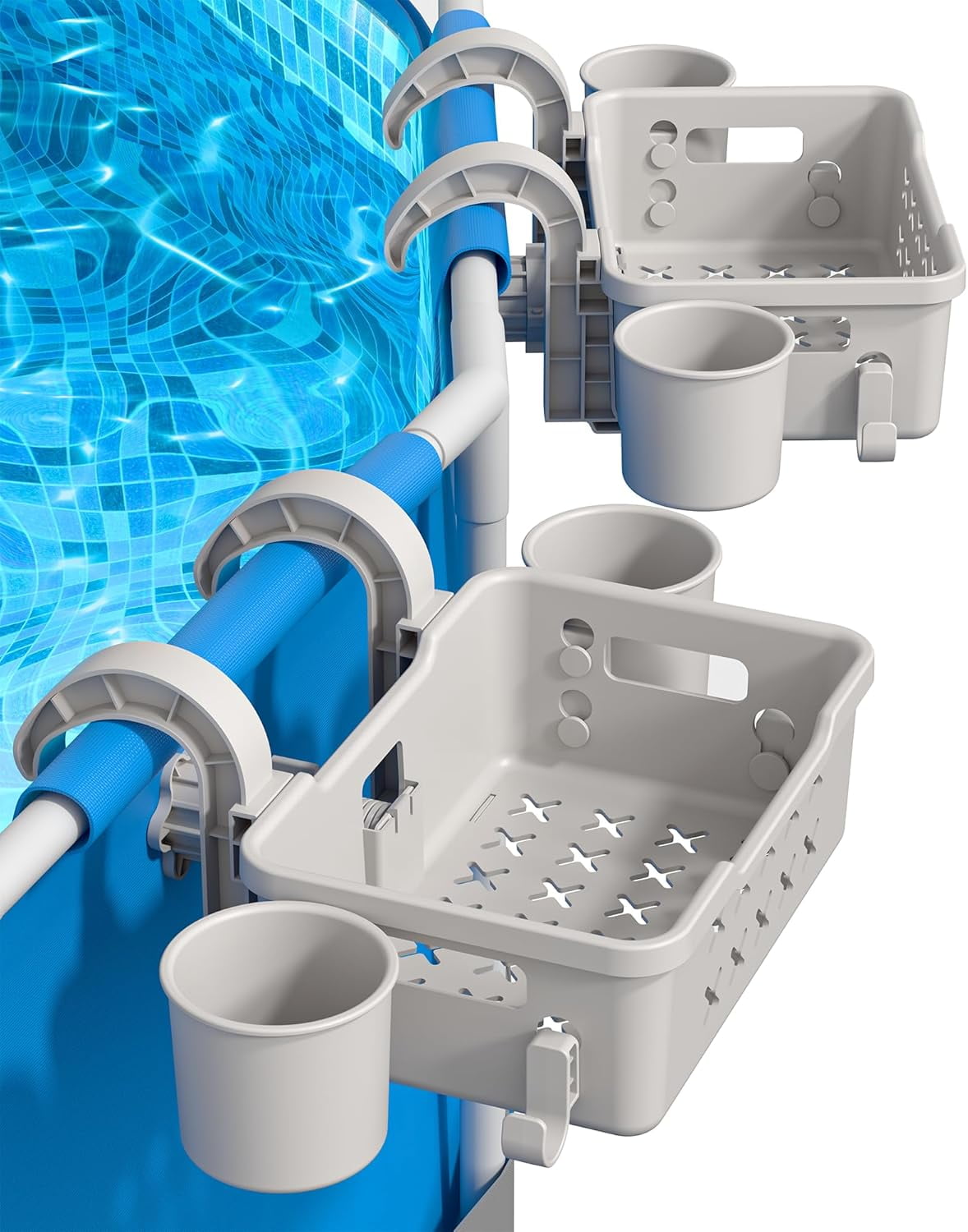 【2025 Upgrade】Poolside Storage Basket with Pool Cup Holder, Above ...