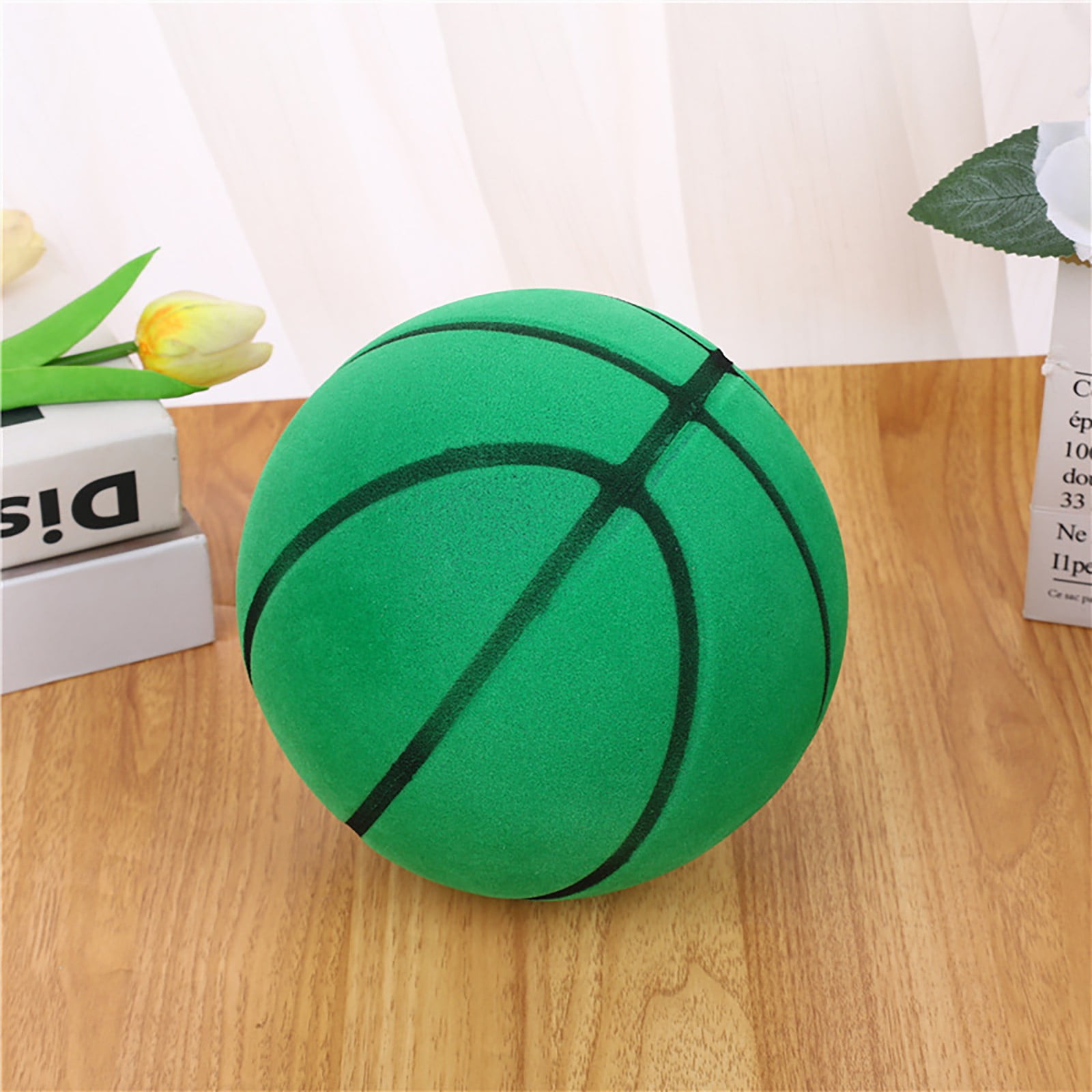 2025 Upgrade Silent Basketball with Mesh Bag Green 21cm/8.2in,Dribble ...