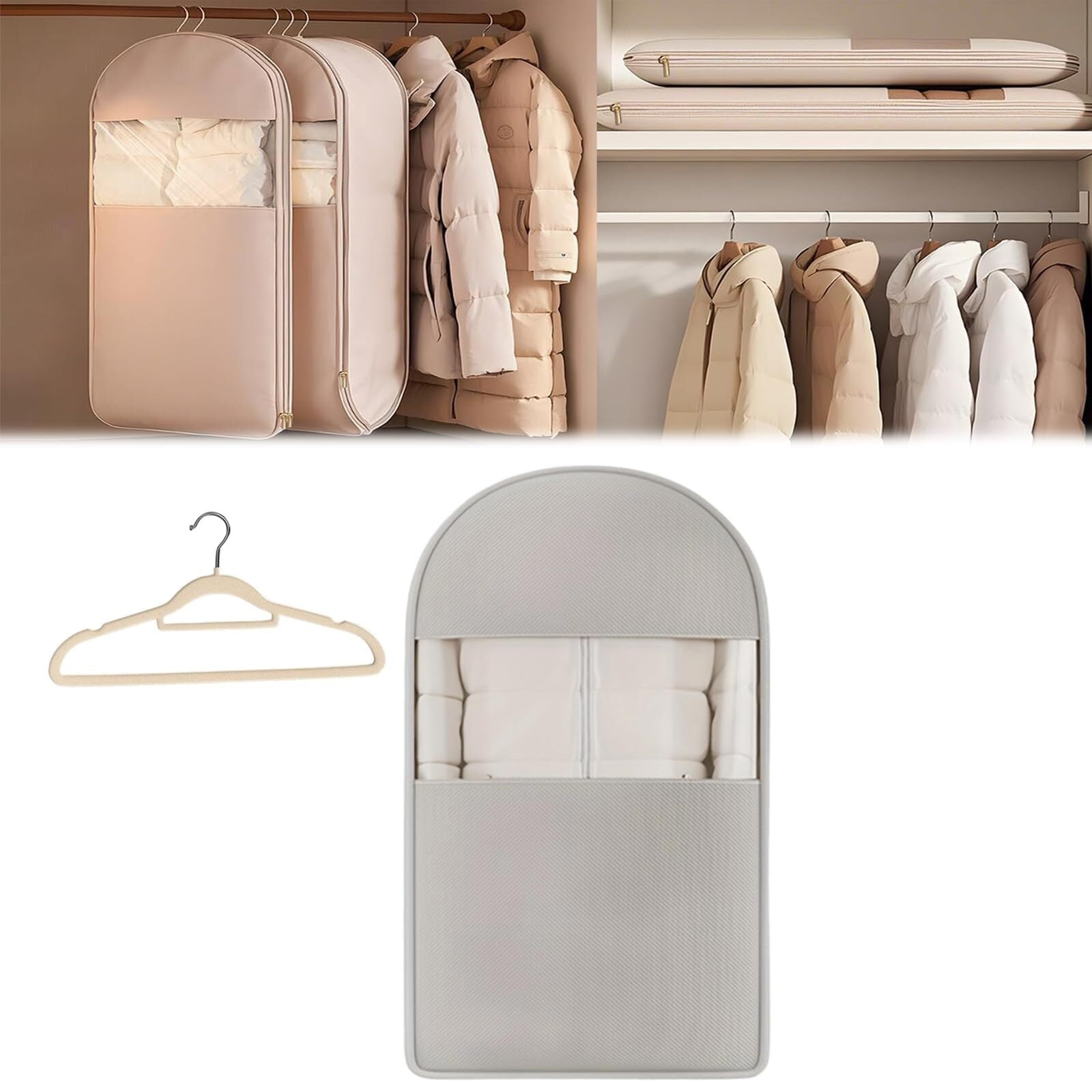 2025 Upgrade Space Saving Hanging Bag, 35/43/51In Self Compression Zip ...