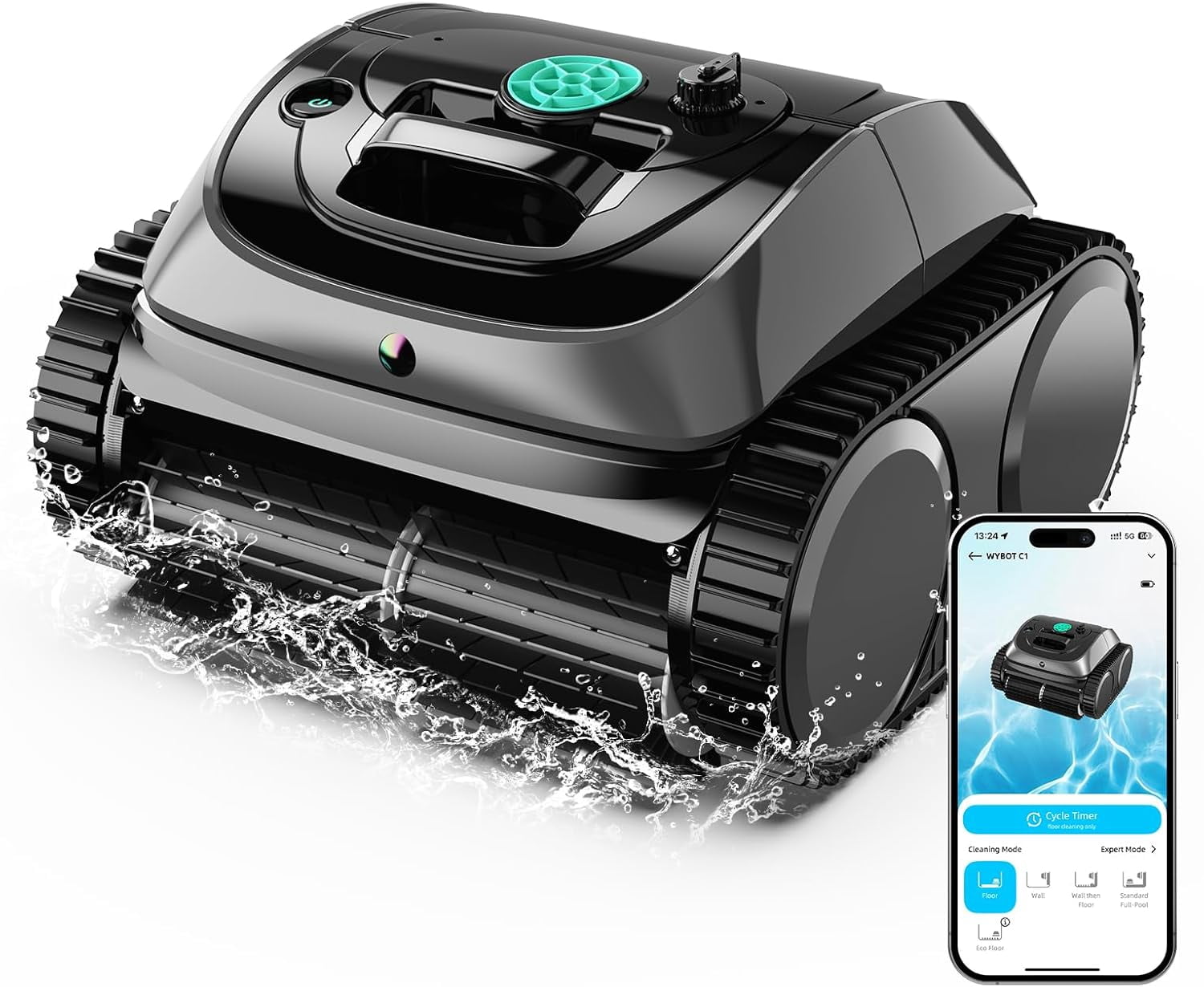 WYBOT, Cordless Robotic Pool Vacuum, Wall Climbing, 150mins Runtime ...
