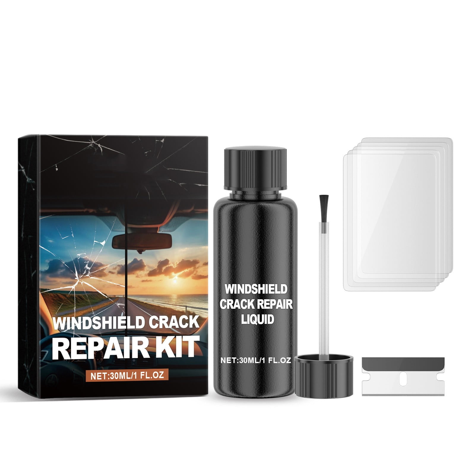 2025 Upgrade Windshield Crack Kit Car Glass Scratch Remover Liquid Long ...