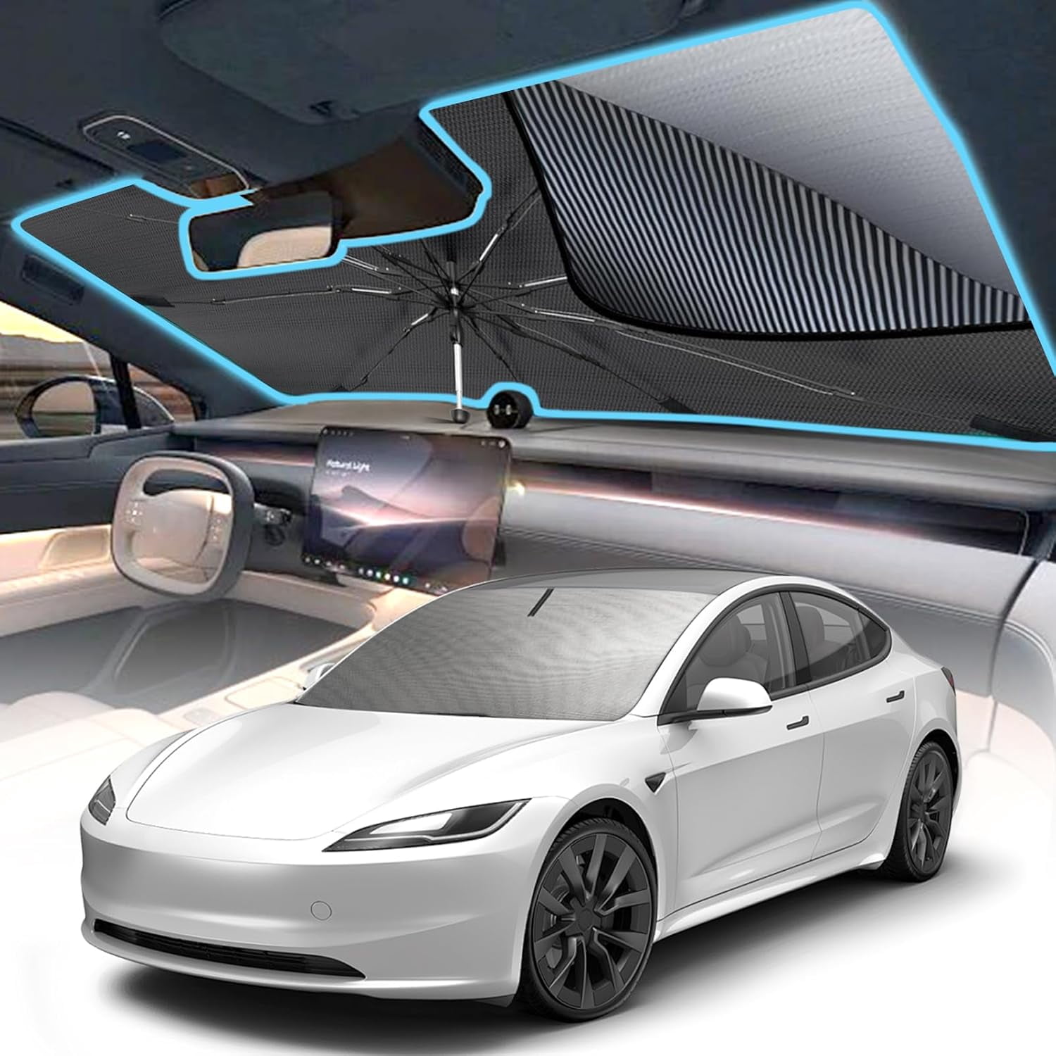 2025 Upgrade Windshield Sun Shade Umbrella, Foldable Car Sun Shade with ...