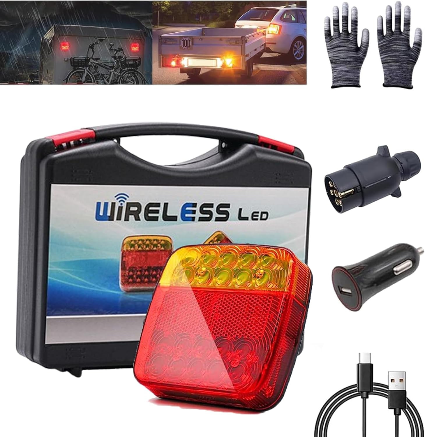 2025 Upgrade Wireless Trailer Lights Kit, Magnetic Tail Lights for ...
