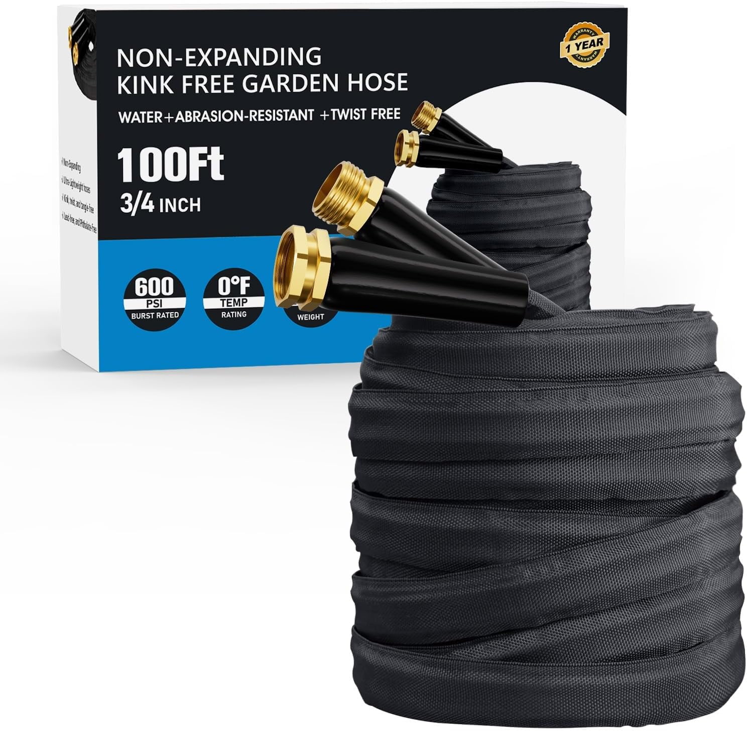 2025 Upgraded 100FT Non-Expanding Garden Hose, Lightweight, Flexible ...