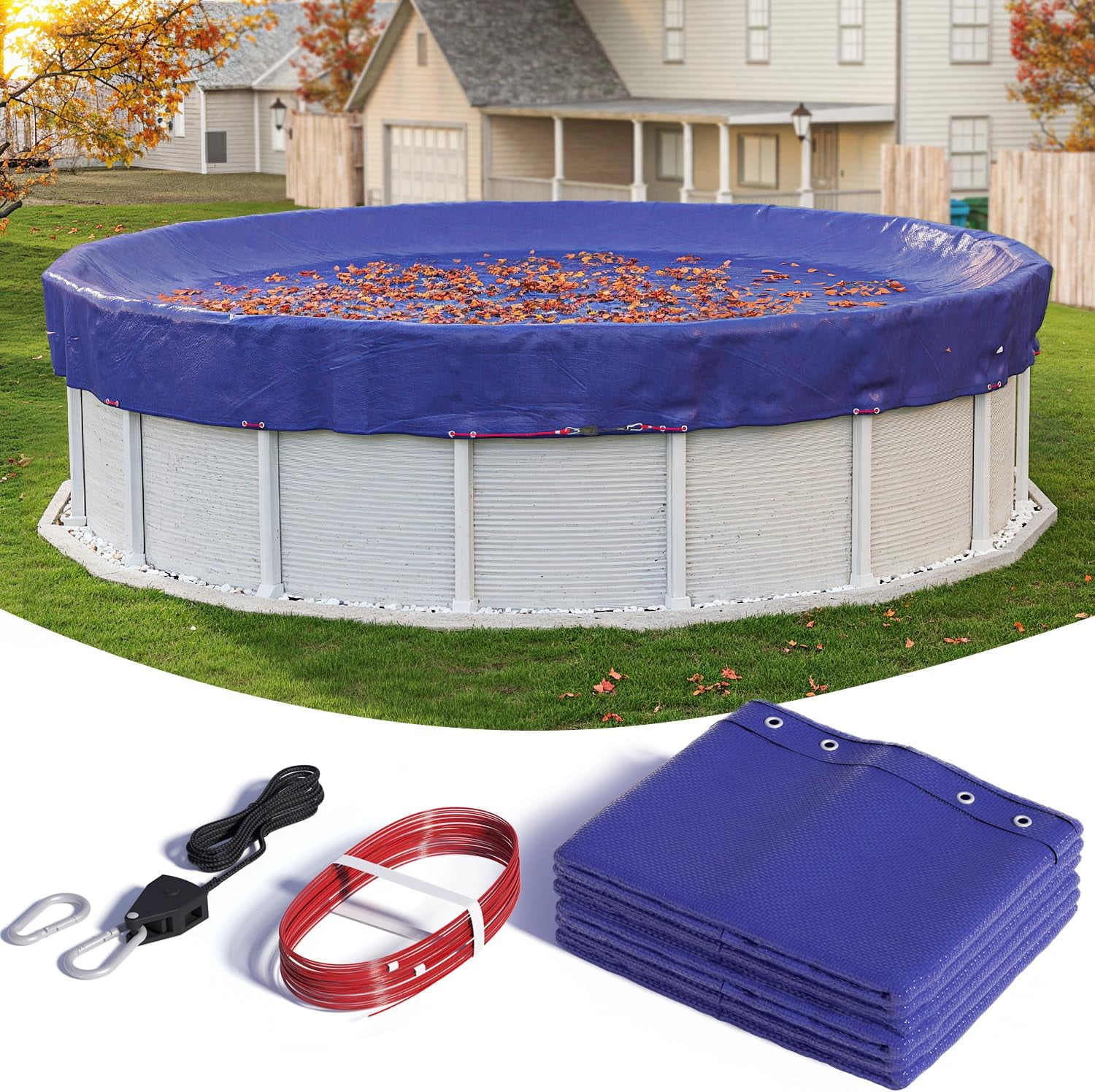 2025 Upgraded 15 FT Pool Cover, [ New Fastening System ] Above Ground ...