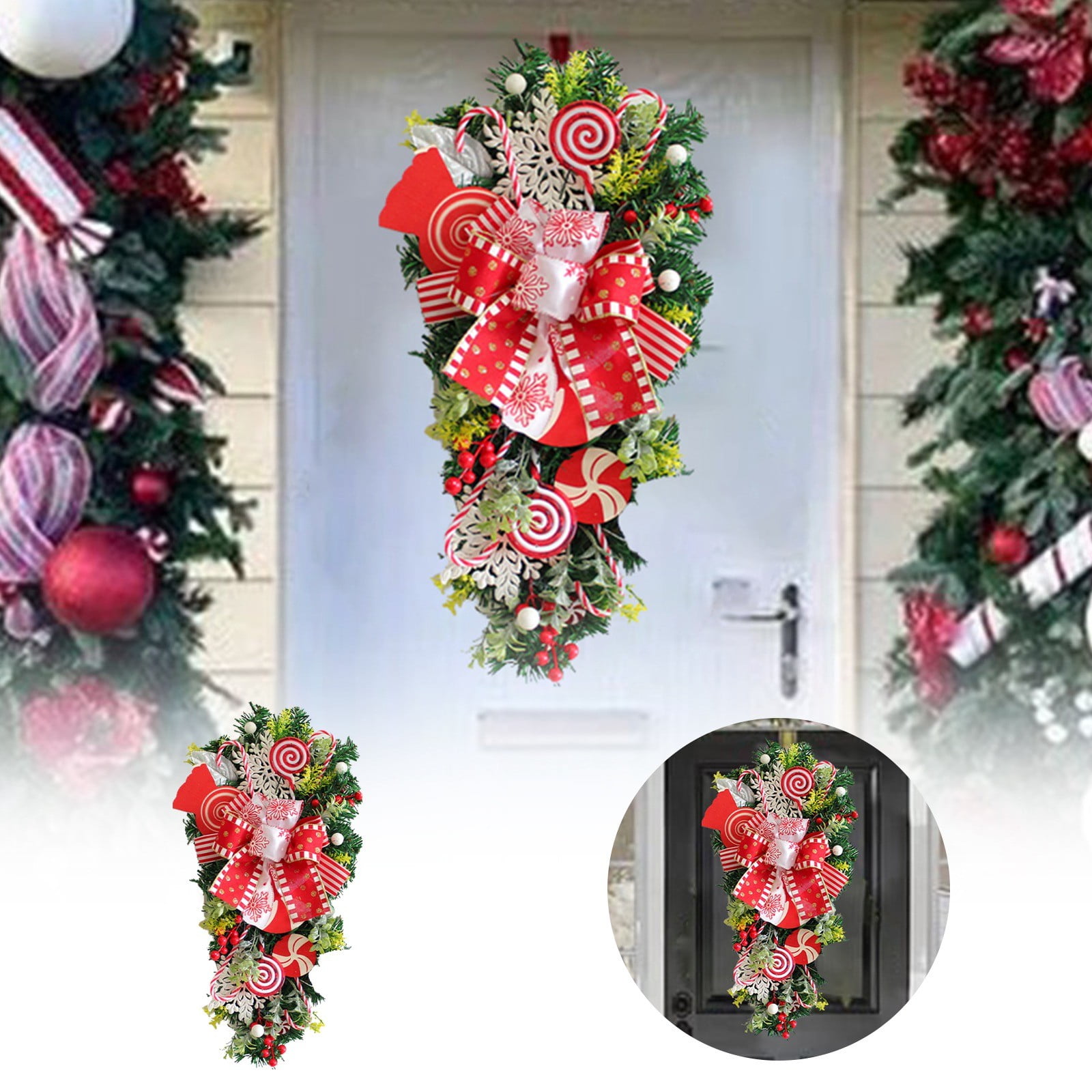 2025 Upgraded 20 inch Christmas Teardrop Swag Norfolk Pine Swags ...