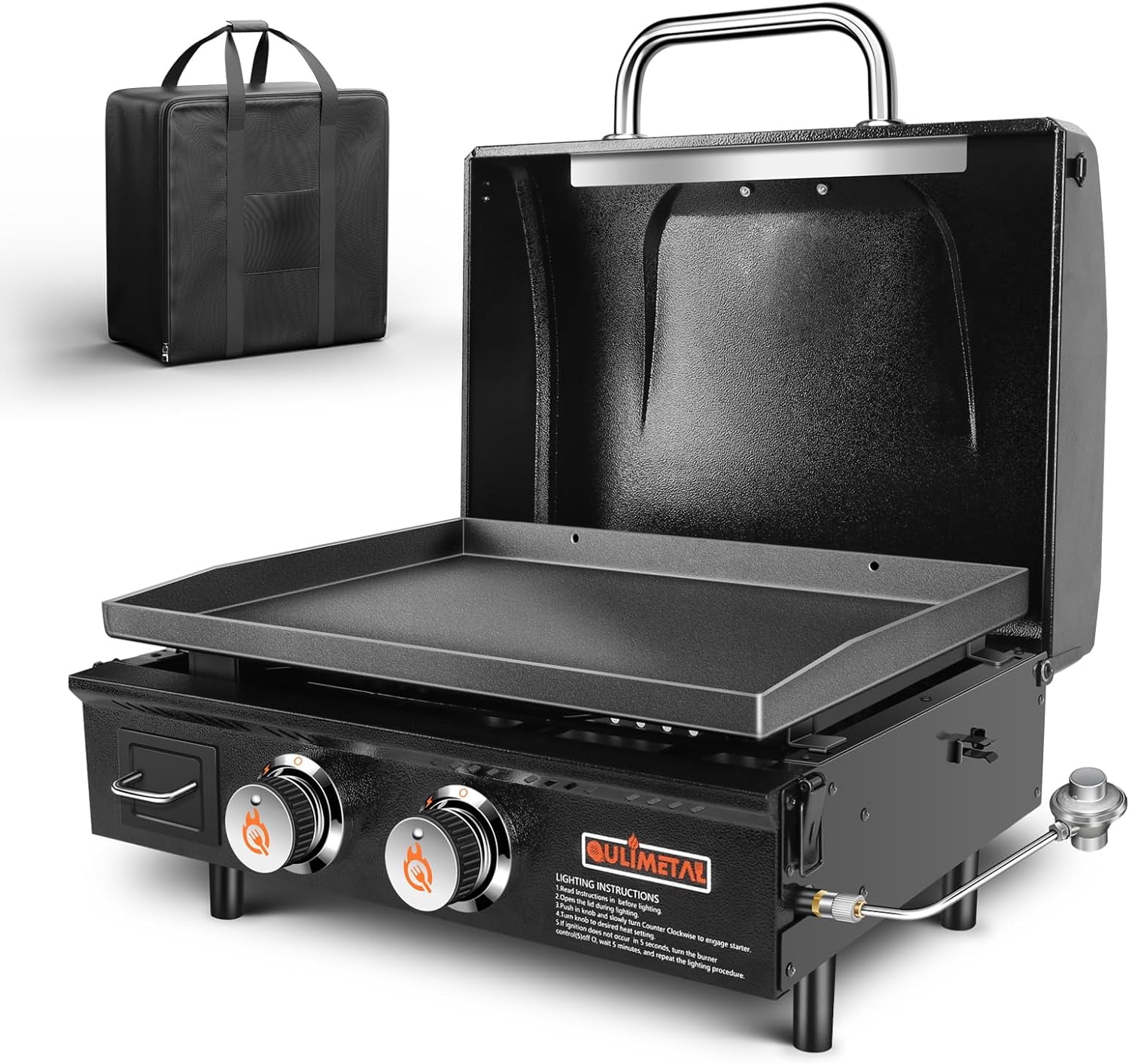 2025 Upgraded 22” Tabletop Griddle with Hood and Stainless Steel Front ...