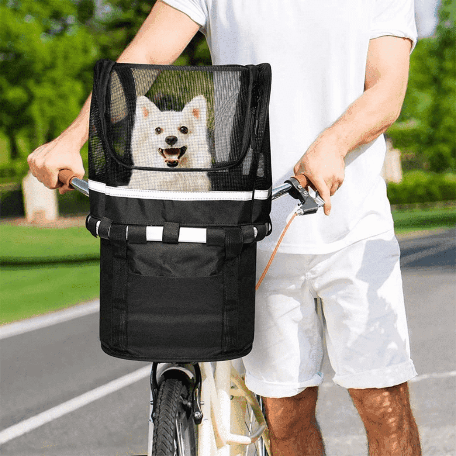 FANGNISN Upgraded Bike Basket Folding with Zippered Skylight Opening ...