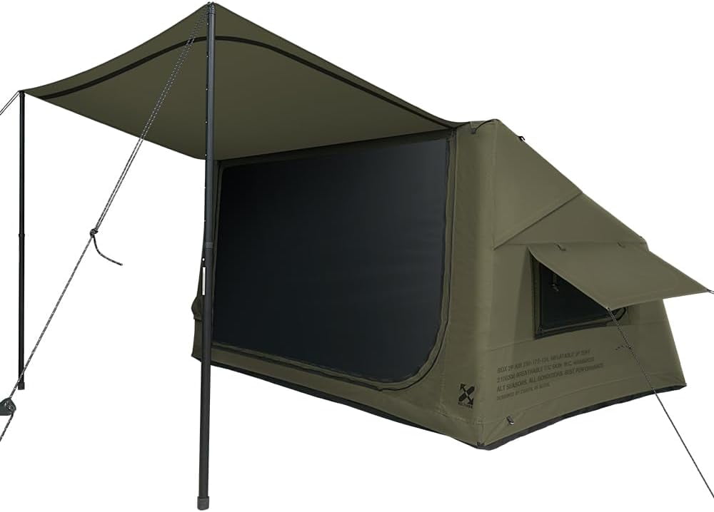 2025 Upgraded Canvas Inflatable Camping Tent with Pump, Easy Setup Blow ...