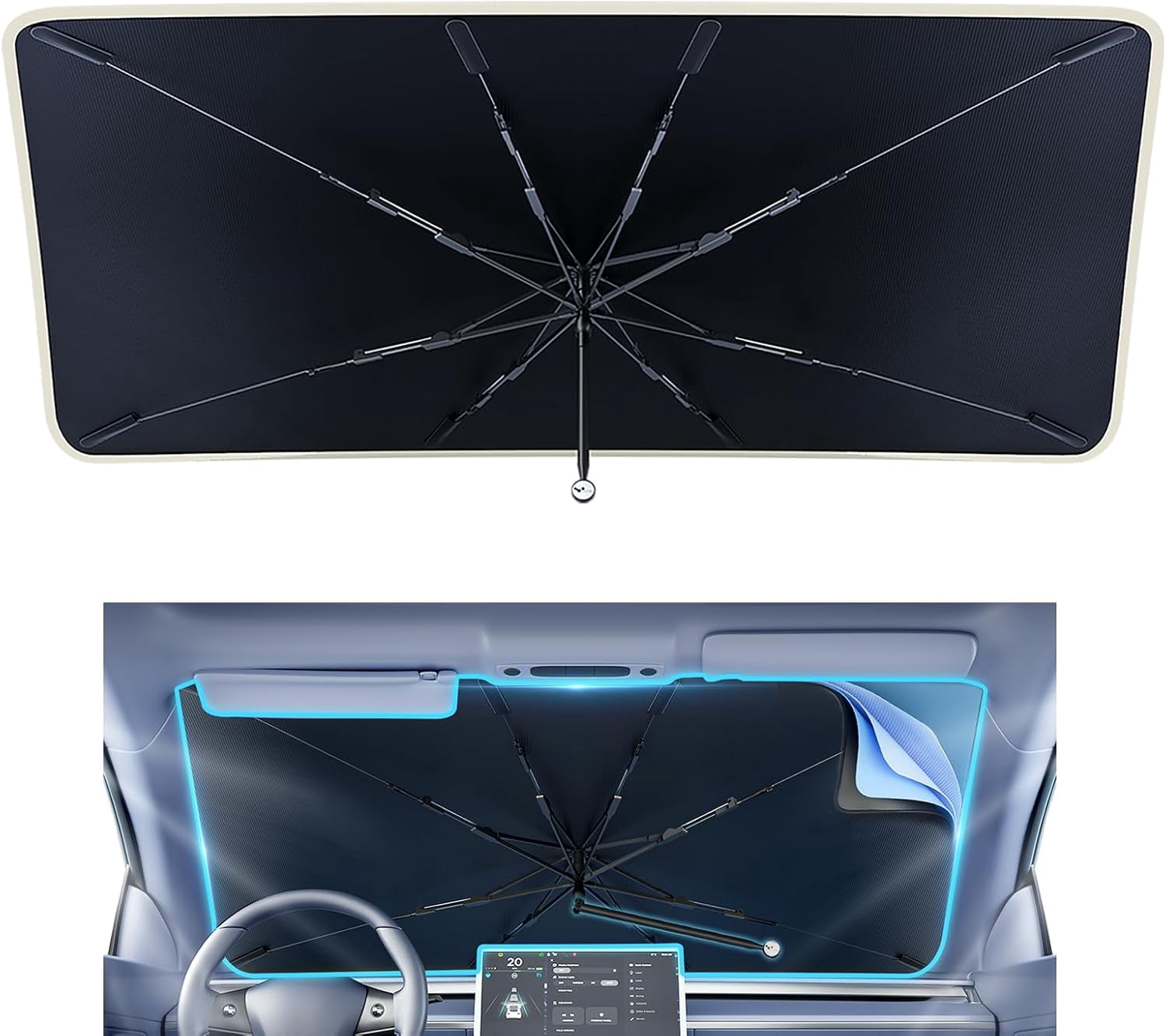[2025 Upgraded] Car Windshield Sun Shade Umbrella Windshield Sun Shade ...