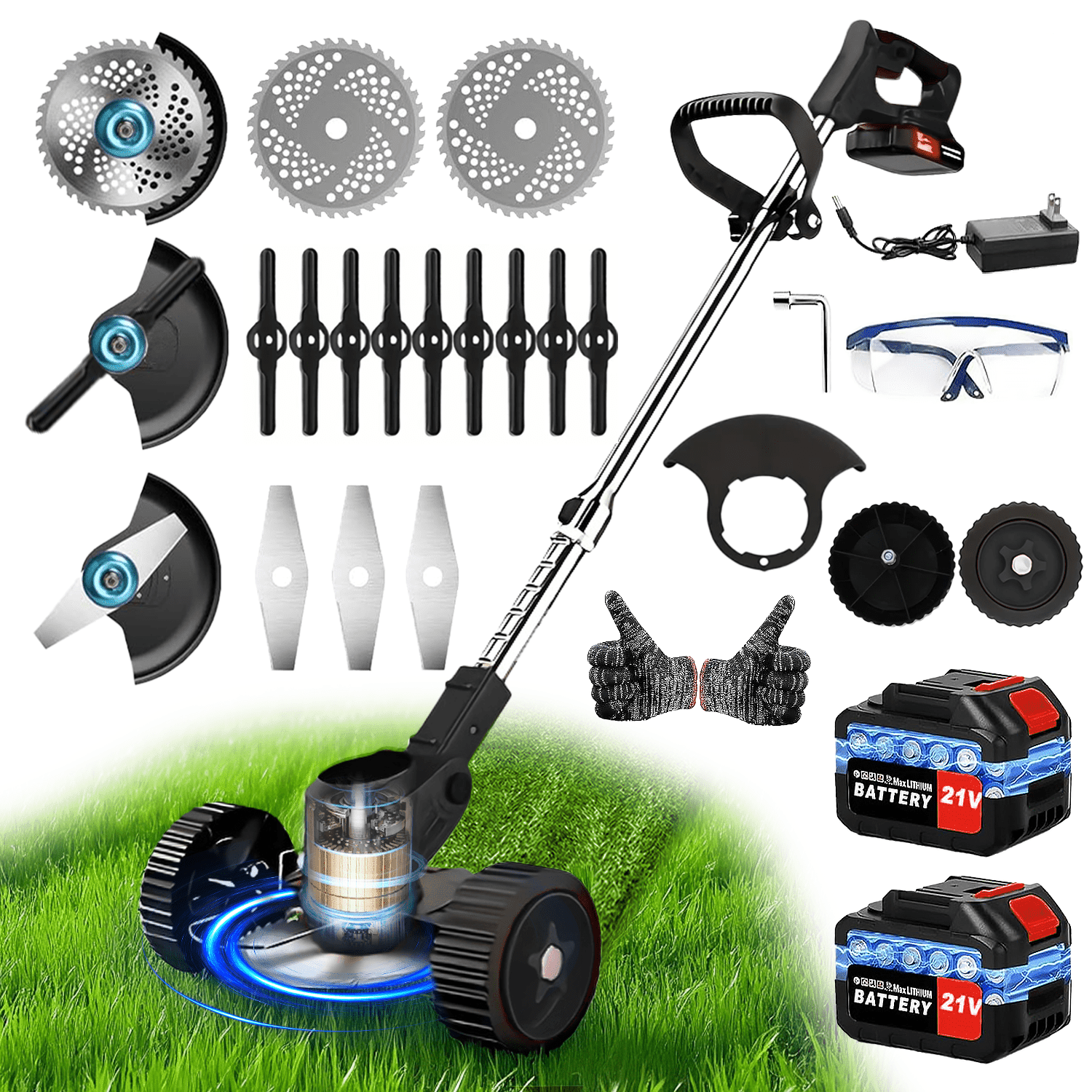 2025 Upgraded Cordless Electric Lawn Mower - 21V 2X4.0Ah Battery ...